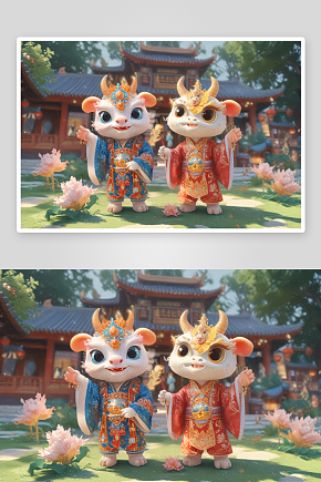 小龙的勇敢之心插画素材下载-众图网