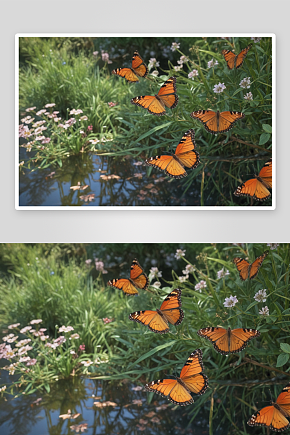 蝴蝶草丛中的绚烂色彩饱满生命素材下载-众图网