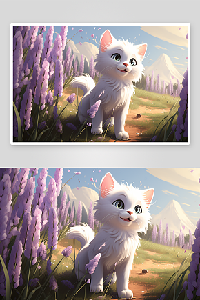 花草中的可爱小猫咪背景素材下载-众图网