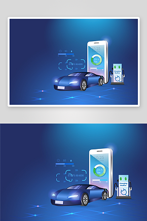 创意矢量科技感智能汽车元素素材下载-众图网