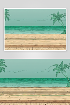 绿色热带旁木制平台图片素材下载-众图网