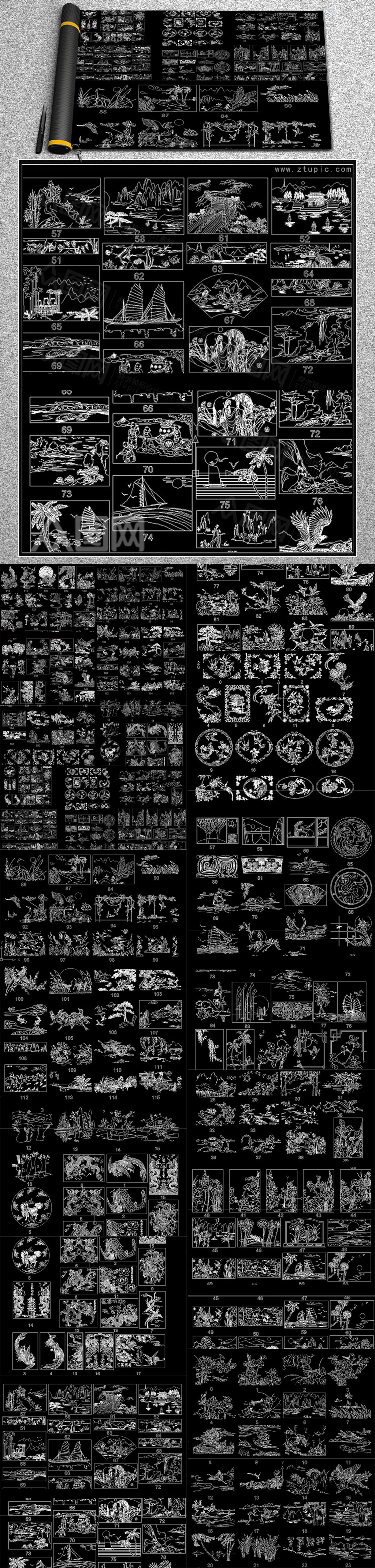 cad雕花装饰图库素材_cad雕花装饰图库模板_cad雕花装饰图库设计图片免费下载-众图网