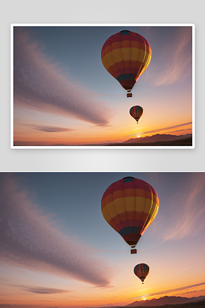 空中缤纷的飞行热气球绘画素材下载-众图网