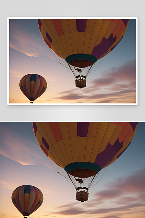 空中缤纷的飞行热气球绘画素材下载-众图网