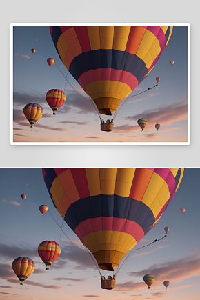 空中缤纷的飞行热气球绘画素材下载-众图网
