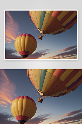 空中缤纷的飞行热气球绘画素材下载-众图网