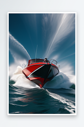 刺激动感十足摩托艇绘画素材下载-众图网