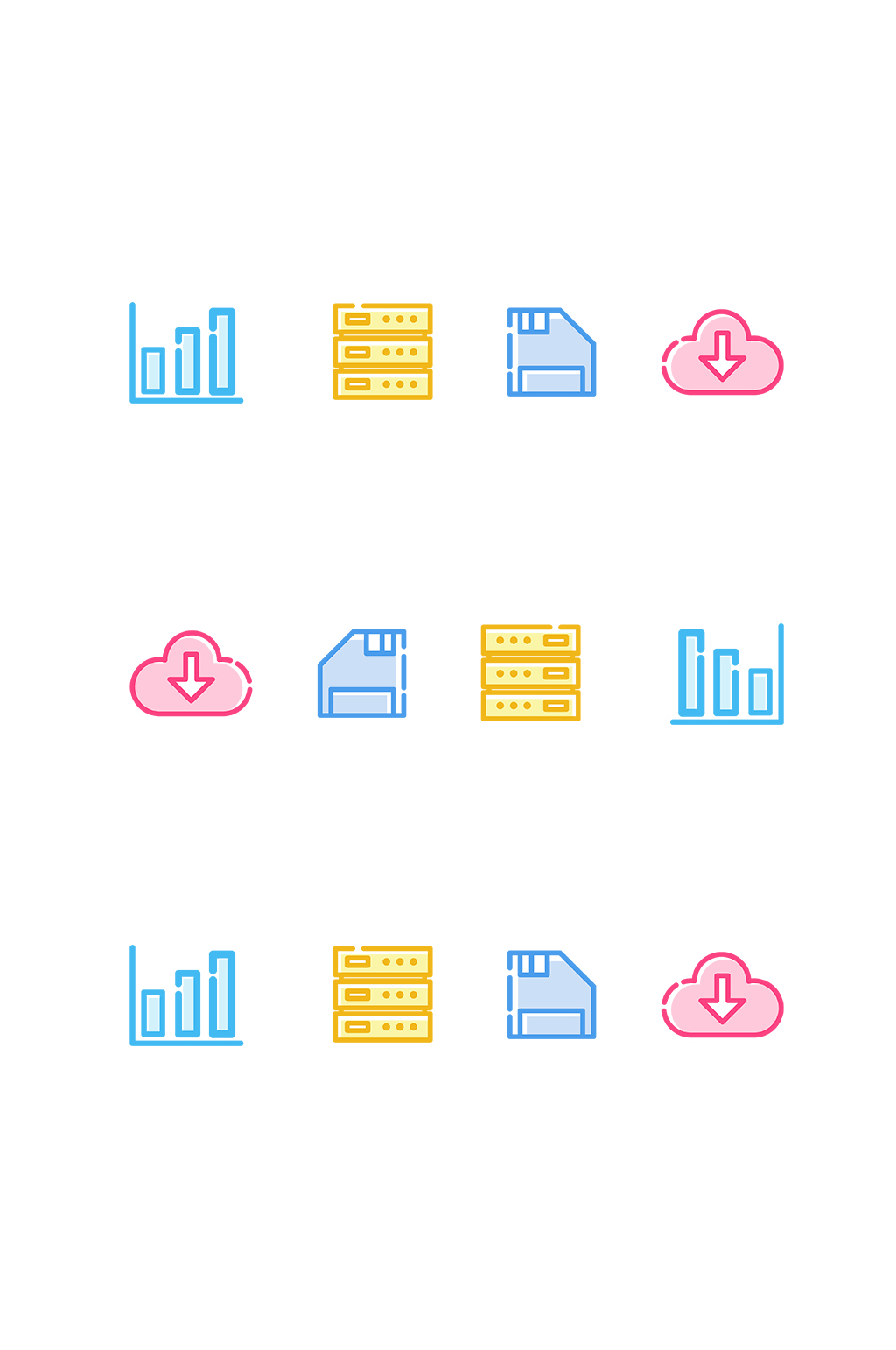 线性彩色大数据icon插画元素素材下载-众图网