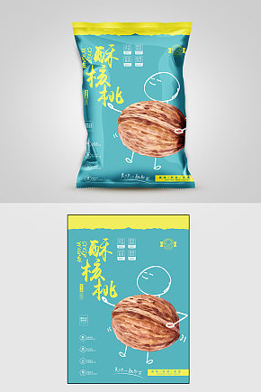 蓝色简约核桃酥包装设计素材下载-众图网