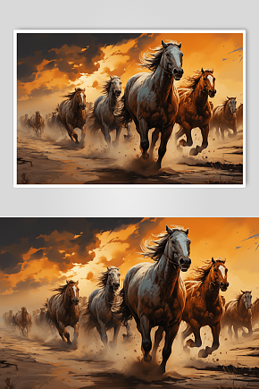 数字艺术万马奔腾图片模板下载-编号5125750-众图网
