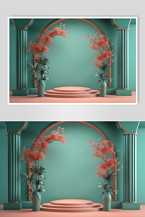 简约植物产品创意展台素材下载-众图网