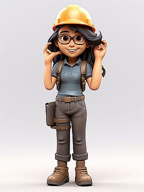AI数字艺术卡通3D立体工人元素素材下载-众图网