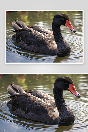 野外湖里的黑天鹅景色素材下载-众图网