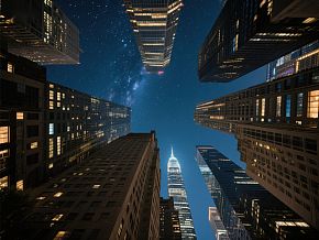 城市夜景与星空交汇素材下载-众图网