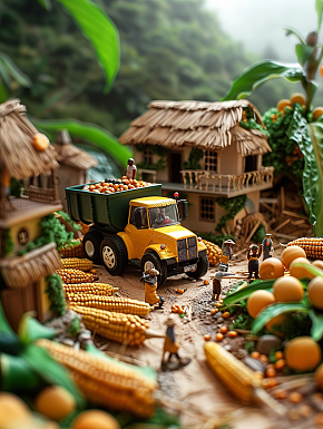 创意玉米丰收微距场景素材下载-众图网