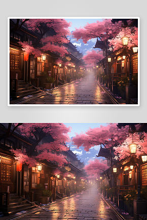 夜晚下古代街道场景素材下载-众图网