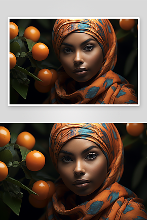 头戴丝巾头巾的美女素材下载-众图网