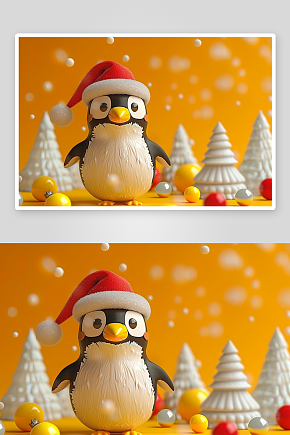 简约背景上的企鹅素材下载-众图网