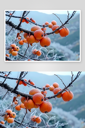 唯美冬季柿子树背景素材下载-众图网