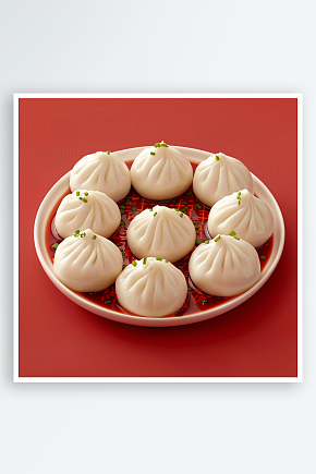 红色背景上的美味包子素材下载-众图网