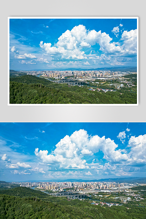 湖南湘西城市蓝天白云航拍摄影图素材下载-众图网