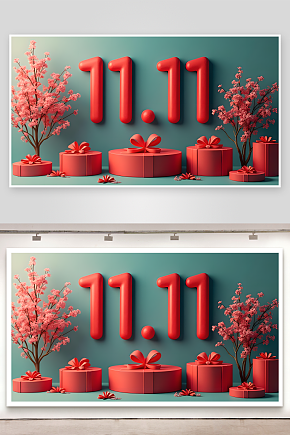 一个显眼的1111数字置于电商店铺素材下载-众图网