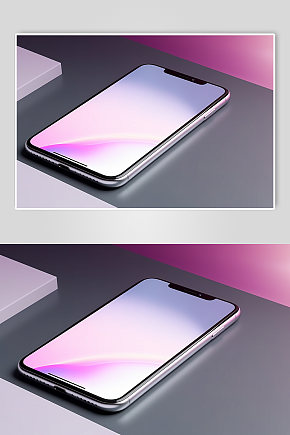 AI数字艺术渐变色手机展示样机模型素材下载-众图网