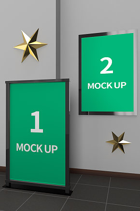 站立式广告牌展架样机素材下载-众图网