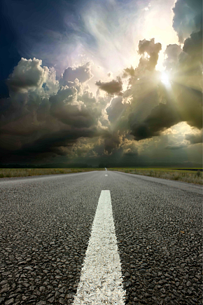 柏油公路彩色天空图片素材下载-众图网