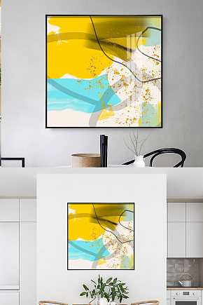 餐厅装饰画单幅正方形现代简约素材下载-众图网