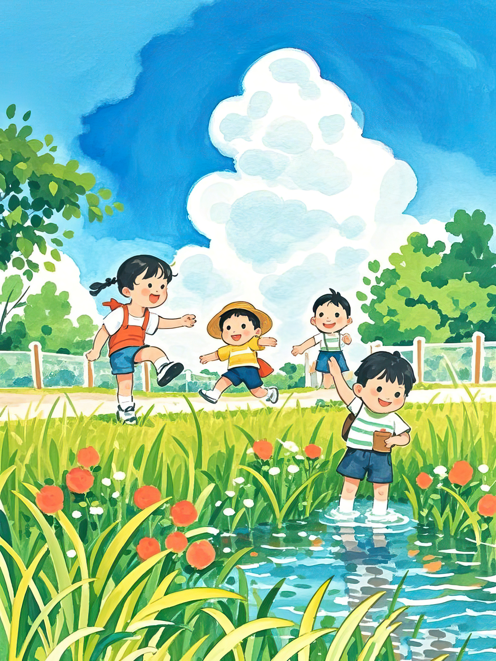 AI数字艺术61儿童节小朋友玩耍插画素材下载-众图网