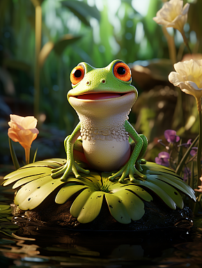 可爱的卡通青蛙背景素材下载-众图网