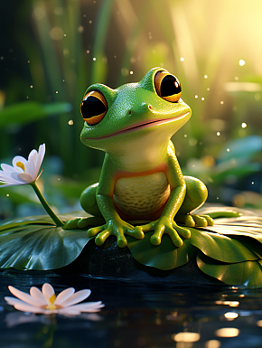 可爱的卡通青蛙背景素材下载-众图网