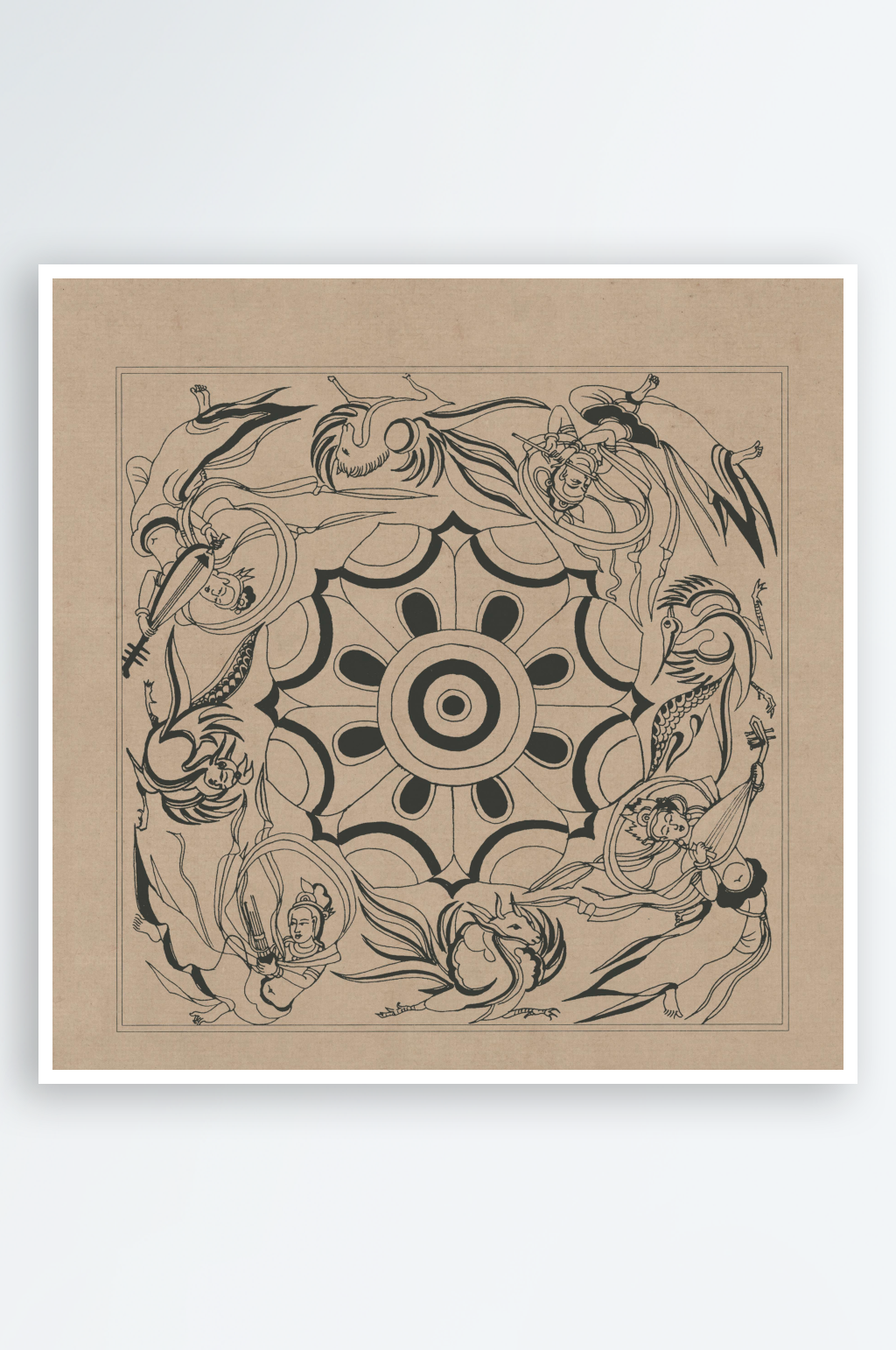 莫高窟4041窟隋藻井中的飞天伎乐素材下载-众图网