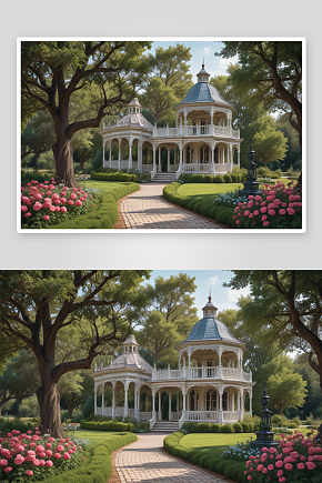 豪华栅栏装饰与维多利亚豪宅素材下载-众图网