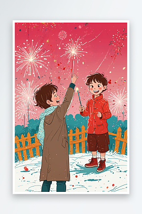 童年梦幻系列组图幅燃放焰火模板下载-编号9806104-众图网