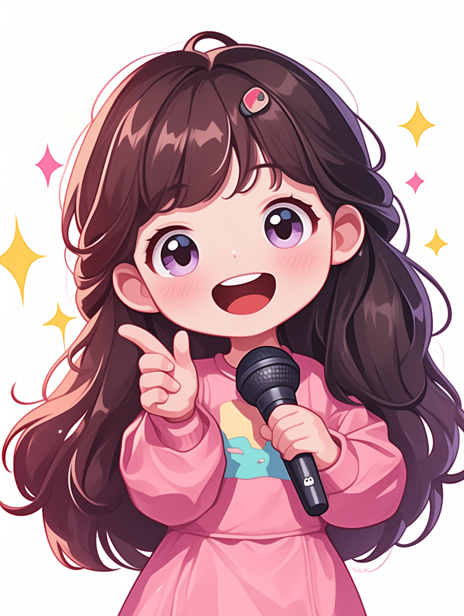 唱歌的卡通人物可爱女孩人物素材图素材下载-众图网