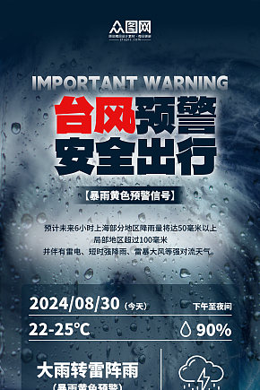 简约大气台风来袭预警防范海报素材下载-众图网