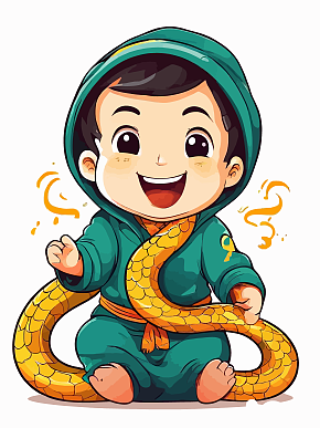 儿童插画蛇宝宝图形素材下载-众图网