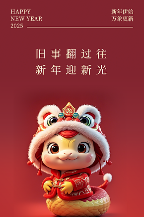 蛇年卡通形象系列海报素材下载-众图网