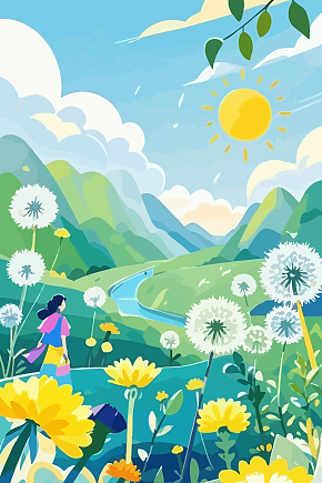 蒲公英矢量插画图形元素素材下载-众图网