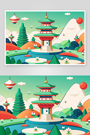 春天植物插画素材图背景素材下载-众图网