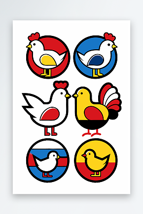 家禽矢量扁平化插画素材下载-众图网