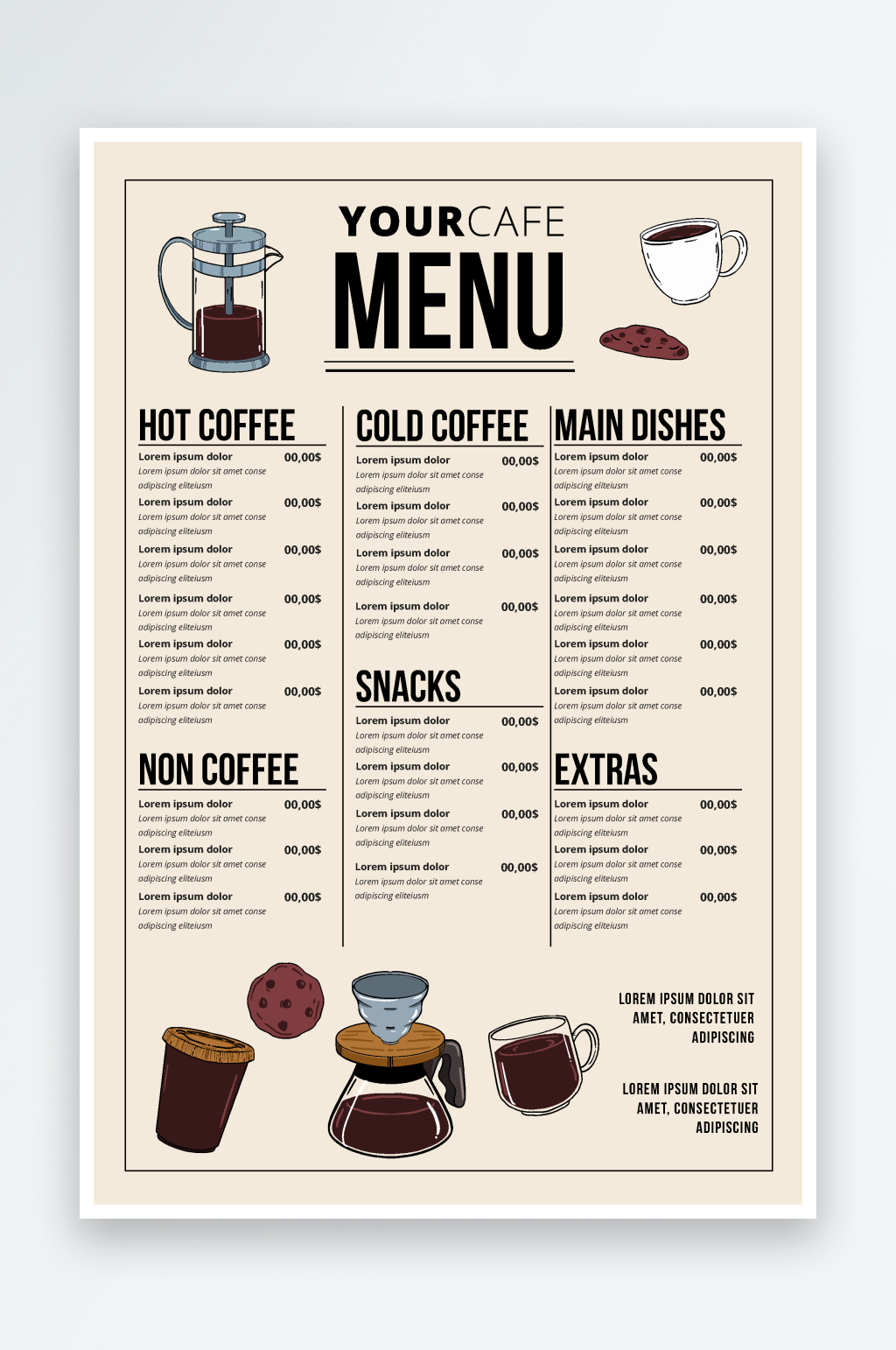 咖啡店AI矢量菜单海报素材下载-众图网