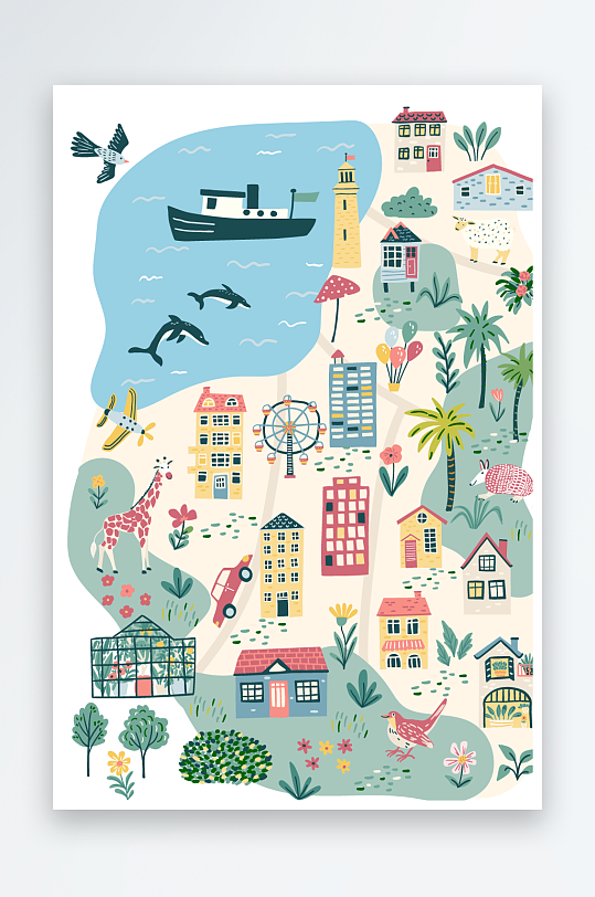 卡通地图素材_卡通地图模板_卡通地图设计图片免费下载-众图网