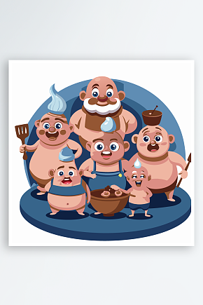 卡通人物胖娃娃插画元素素材下载-众图网