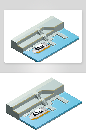 创意矢量等距帆船元素素材下载-众图网
