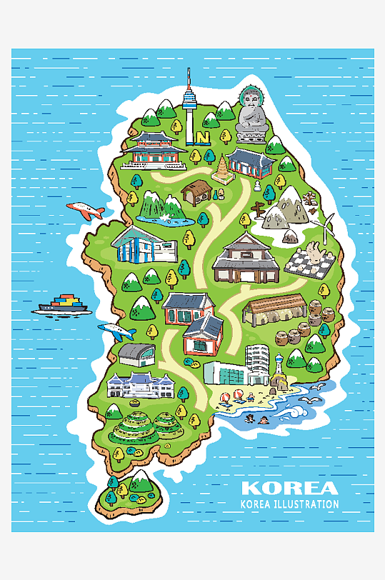 卡通地图素材_卡通地图模板_卡通地图设计图片免费下载-众图网