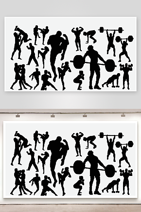 矢量体育运动人物剪影元素素材下载-众图网